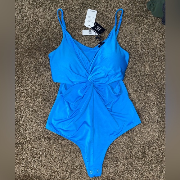 Express | Tops | Express Body Contour Bright Blue Twist Front Cutout ...
